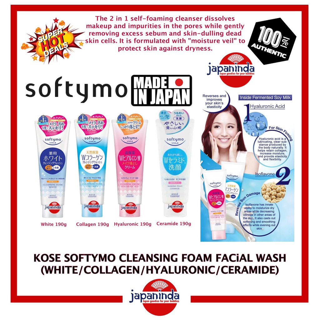 KOSE Softymo Cleansing Foam Facial Wash (190g) Made in Japan | Shopee ...