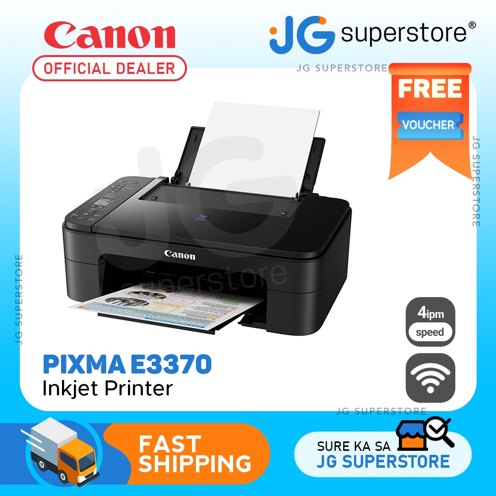 Canon PIXMA E3370 Compact Wireless All-In-One Inkjet Printer w/ 1200DPI ...