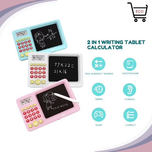 2 in 1 Children Writing Tablet Calculator Intelligent Learning Drawing ...