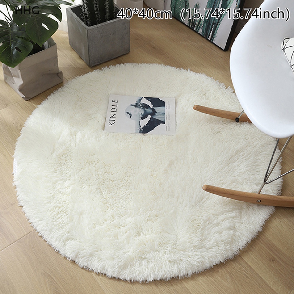HHG Fluffy Wool Rug Living Room Carpets Faux Fur Round Mat Kids Room ...