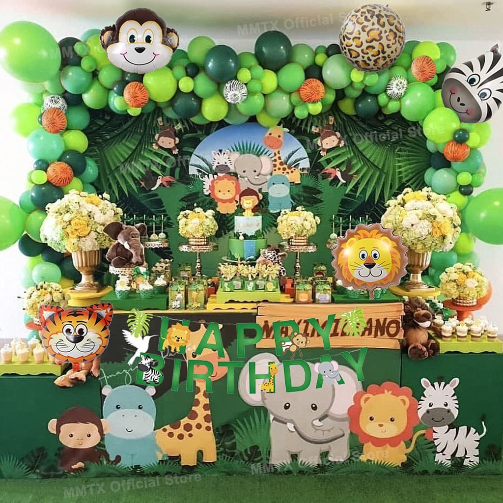 Jungle animal themed decorations are suitable for children's birthday ...