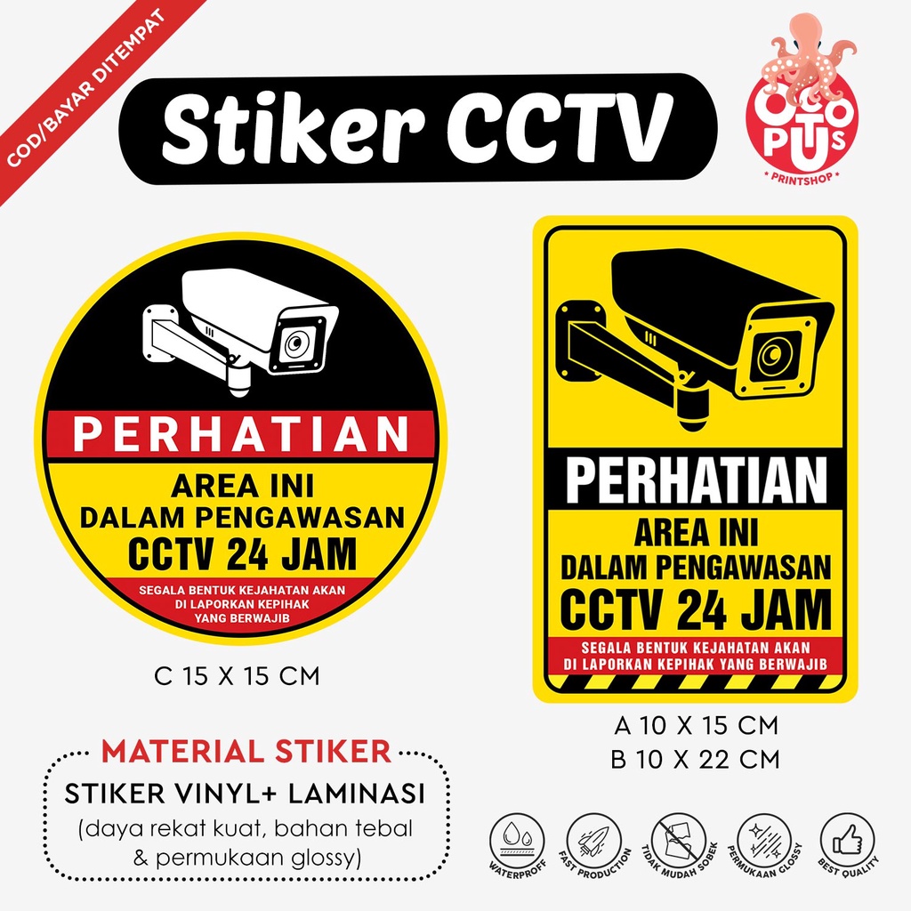24-hour CCTV Sticker | Cctv Sticker | 24-hour CCTV Camera Sign Sticker ...