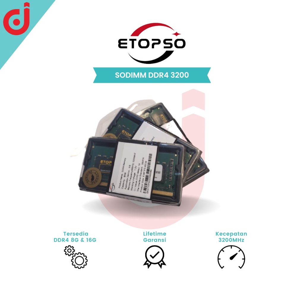 Ram lAPTOP ETOPSO SODIMM DDR3 DDR4 16GB 2666 3200 LIFE TIME GUARANTEE ...