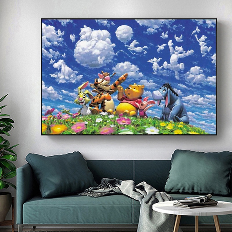 Cartoon Winnie The Pooh Canvas Painting Wall Art Picture for Kids Room ...
