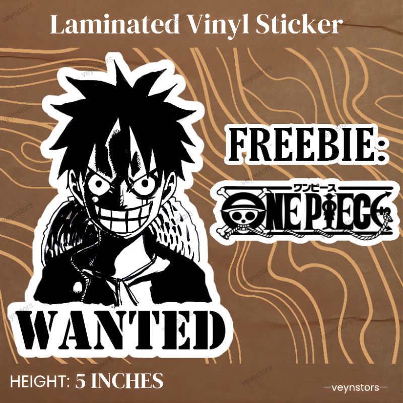 ONE PIECE BLACK AND WHITE LUFFY • WATERPROOF VINYL STICKER ONLY (MATTE ...
