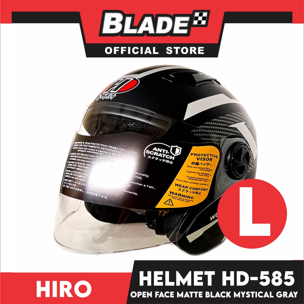 HIRO Helmet OF (Large) HD-585 Matte Black Mystical Gray Color (Open ...