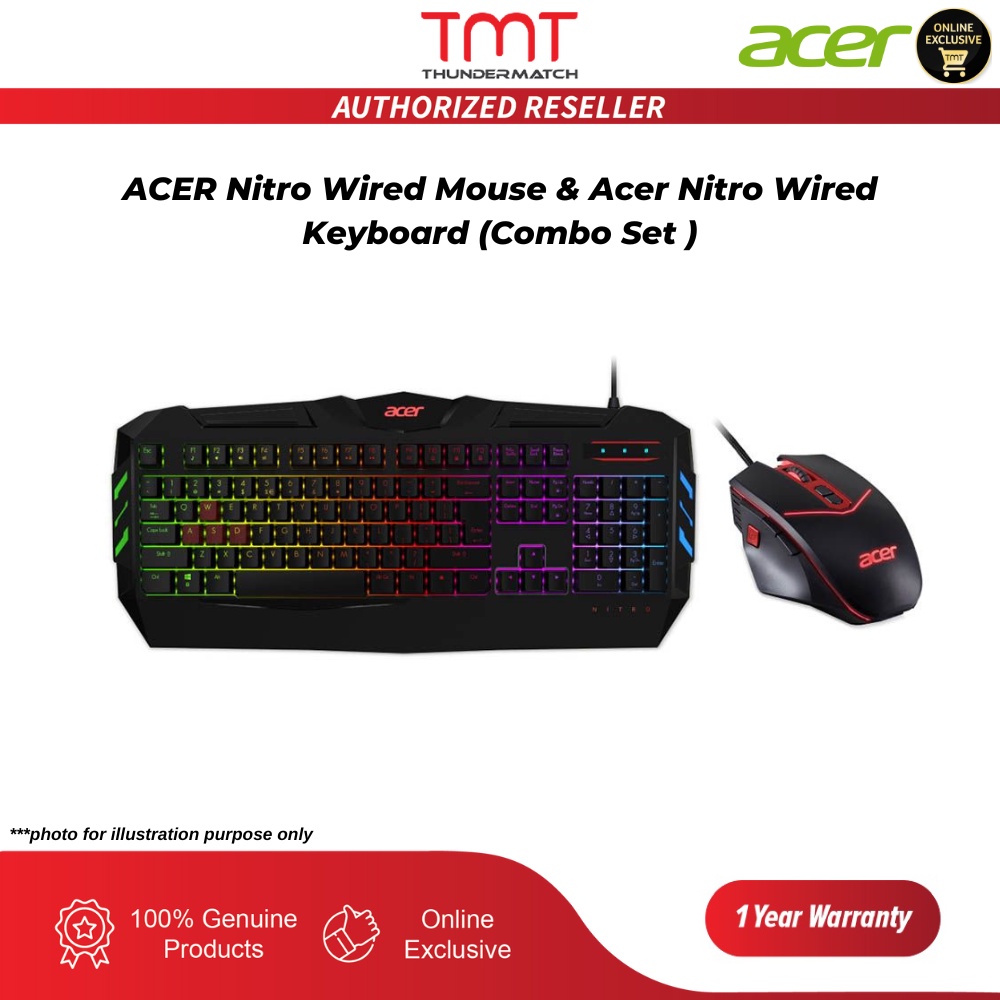 Acer Nitro Wired Mouse & Acer Nitro Wired Keyboard Combo Set | Shopee ...