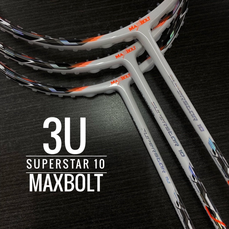 MAXBOLT SUPERSTAR 10 Free String, Grip (3U) BADMINTON RACKET / RAKET ...