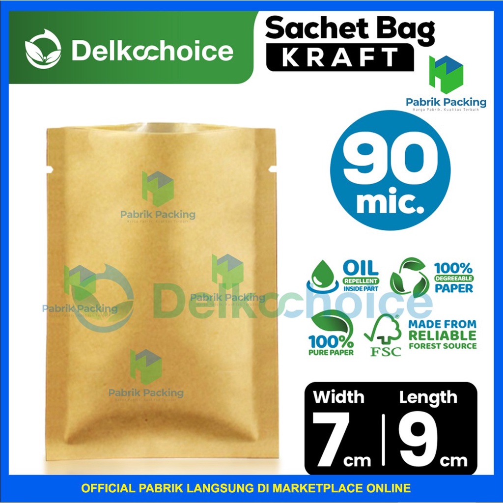 Kraft Paper Sachet Bag Packaging Non Ziplock Kraft Sachet 7CM X 9CM ...