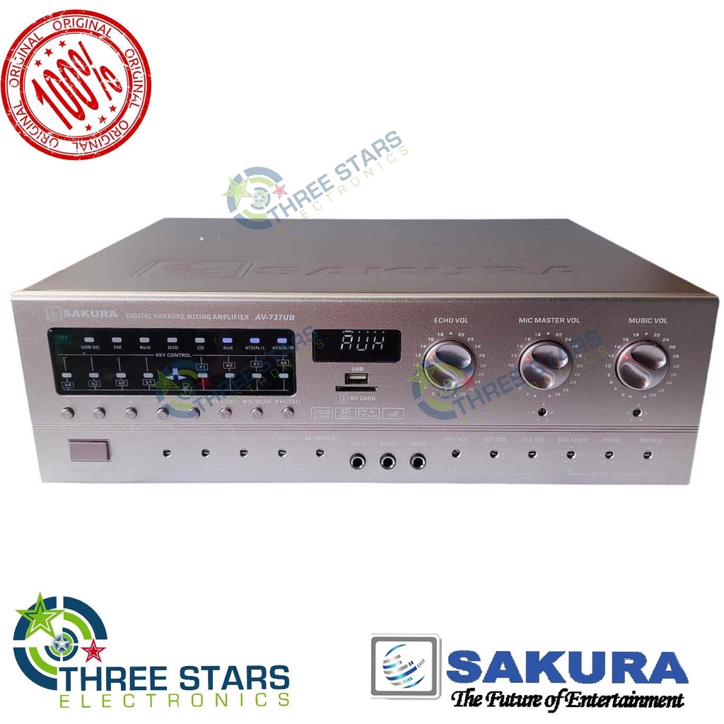 2023 New Sakura AV - 737UB Karaoke Amplifier 1500 watts x2 USB / Bletooth FM av 737 av-737 av737 ...