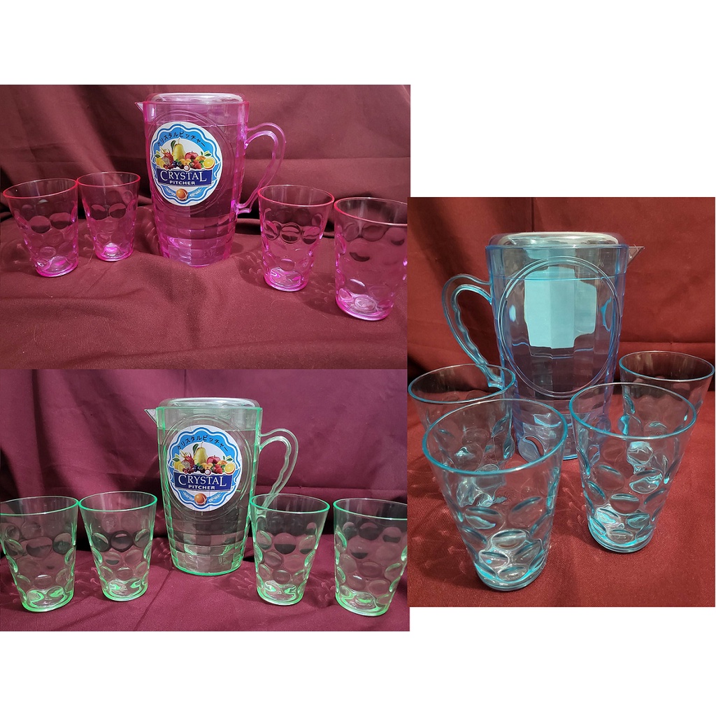 transparent - crystal clear pitcher with FREE 4 glasses / pitsel ...