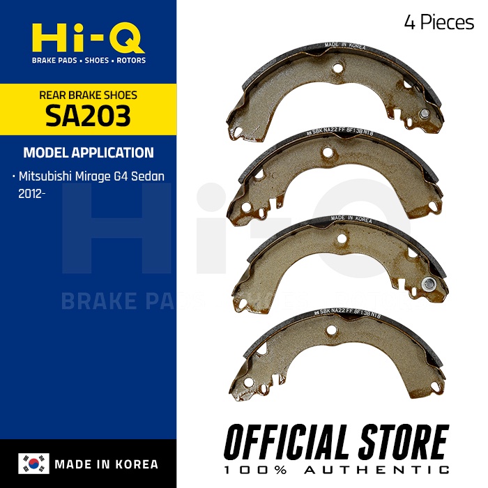 Hi-Q Rear Brake Shoes for Mitsubishi Mirage G4 Sedan 2012- 4pcs SA203 | Shopee Philippines