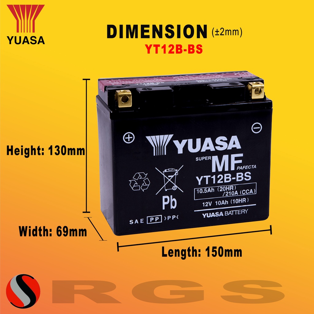 Yuasa YT12B-BS Made in Taiwan (BIG BIKE Battery) | Shopee Philippines