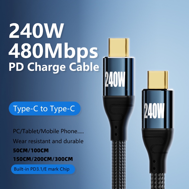 PD 240W USB C To USB Type C Cable Ultra Fast Charging Cable QC3.0 Fast ...
