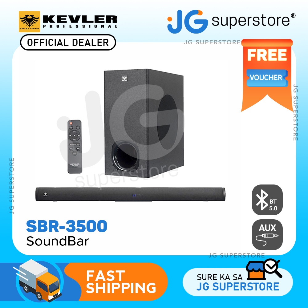 KEVLER SBR-3500 2.1 Channel Soundbar w/ 6.5" 350W Subwoofer, Remote ...