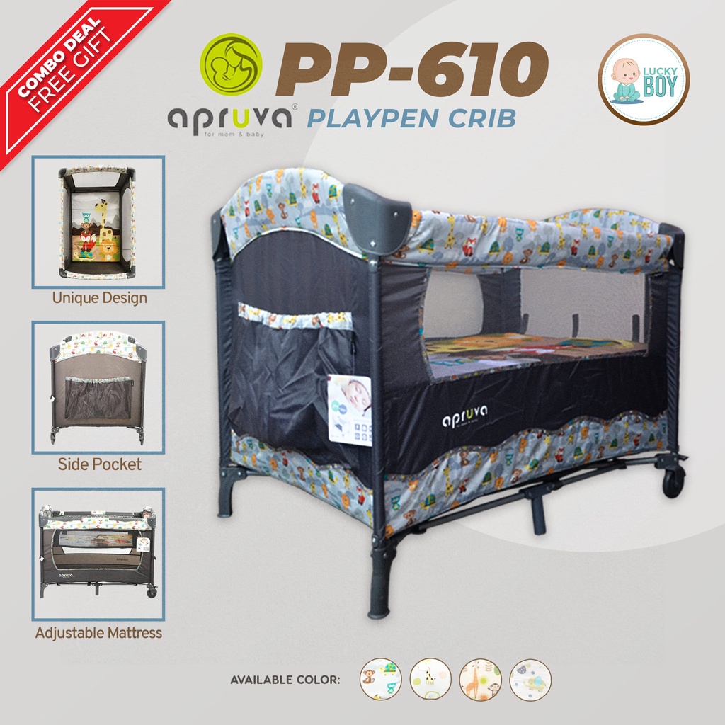 Apruva Crib for Baby PP-610 Playpen Yellow Crib for Baby with Mosquito ...