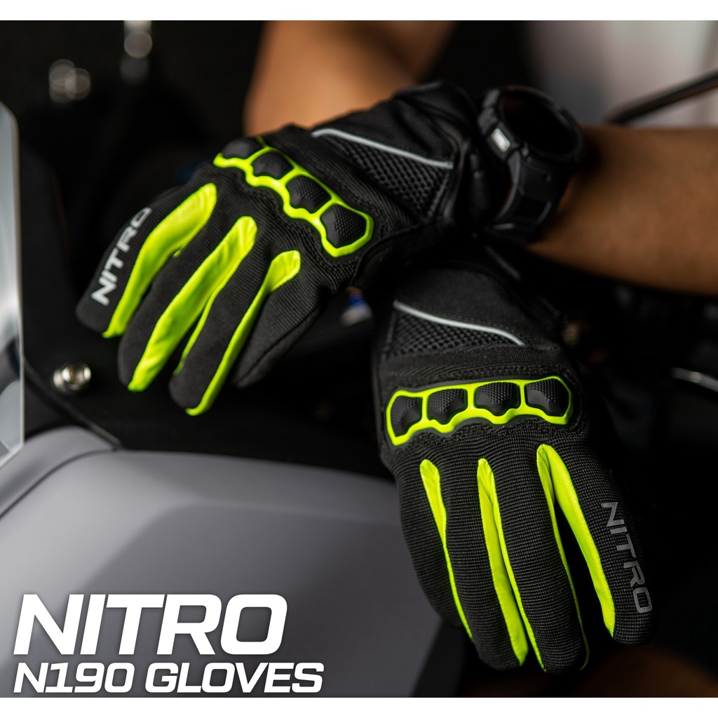 NITRO GLOVES N-190 BLACK/NEON GREEN | Shopee Philippines