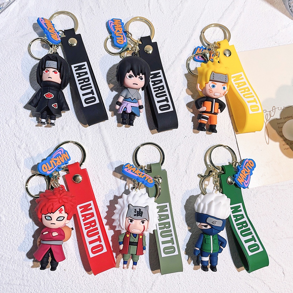 Keychain Naruto Sasuke Kakasi Gaara Itachi Jiraiya Doll Silicone ...