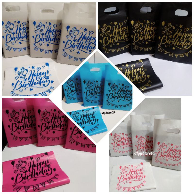 (10 Pcs) Happy Birthday Plastic / Birthday HD Plastic Bags 25x35 ...