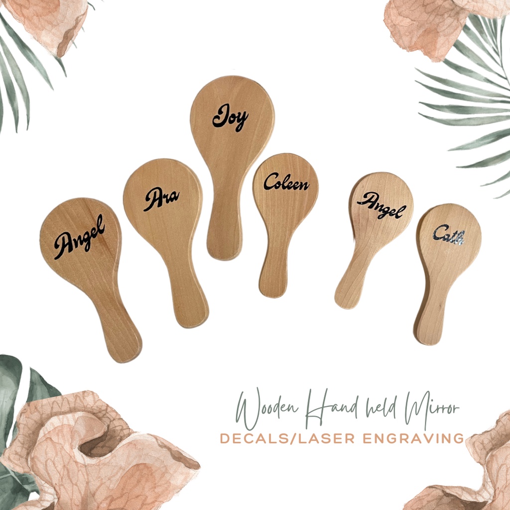 Wooden Mirror Hand Held with name | Shopee Philippines
