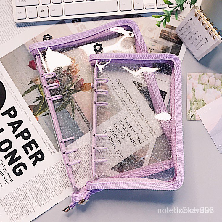 DIY Photo Books Korea Ins Shiny Transparent A5 6-hole Zipper Binder K-pop Idol Lomo Photo Card ...