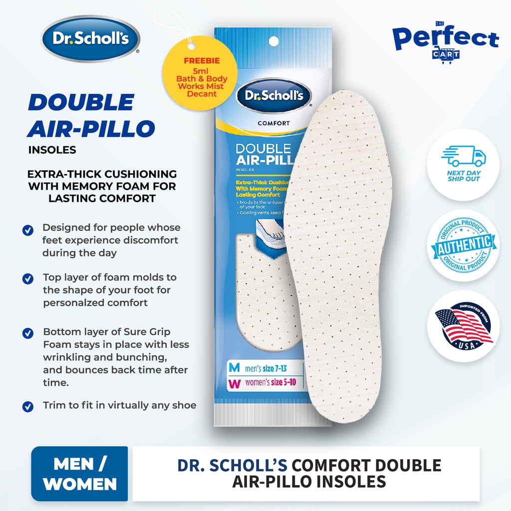 Dr. Scholl's Double Air-Pillo Insoles Men's or Women's -1 Pair | Shopee Philippines
