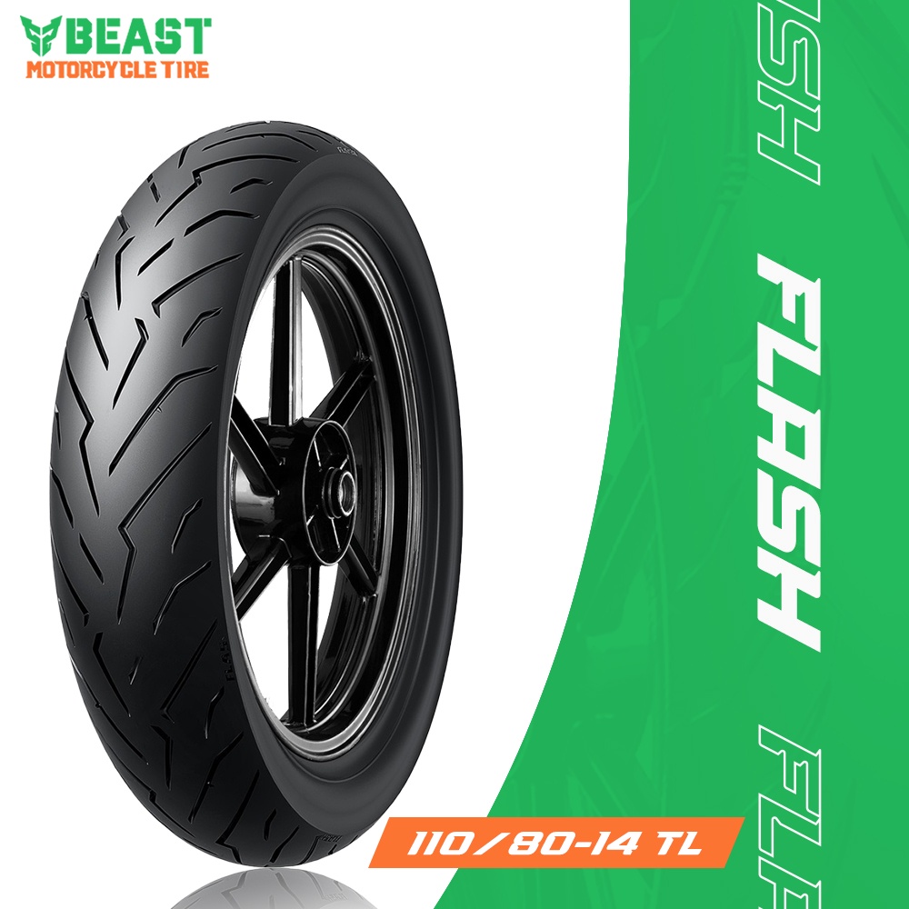 Beast Tire Flash P6240 110/80-14TL Tubeless Motorcycle Tires Durable ...