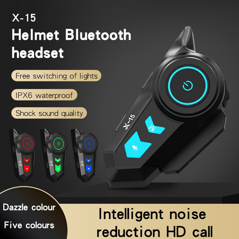 X-15 Bluetooth Motorcycle Helmet Headset 1200mAh Battery 2 IN 1 Mic ...