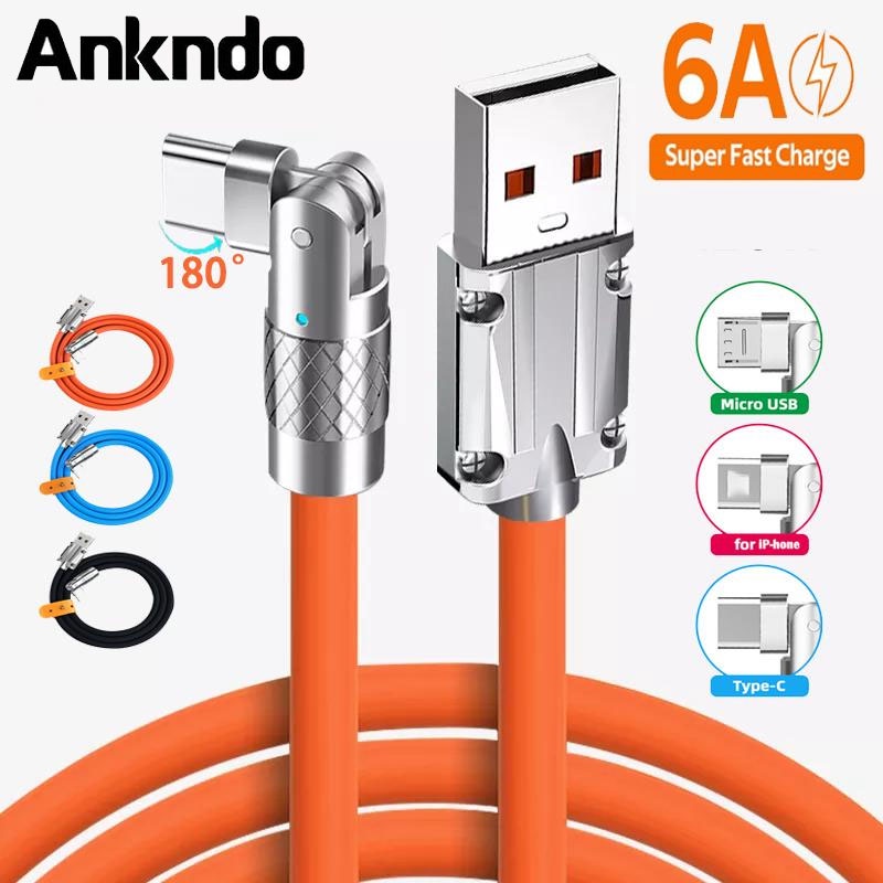 Ankndo 6A Super Fast Charging Cable Liquid Silicone Type C USB C Cable ...