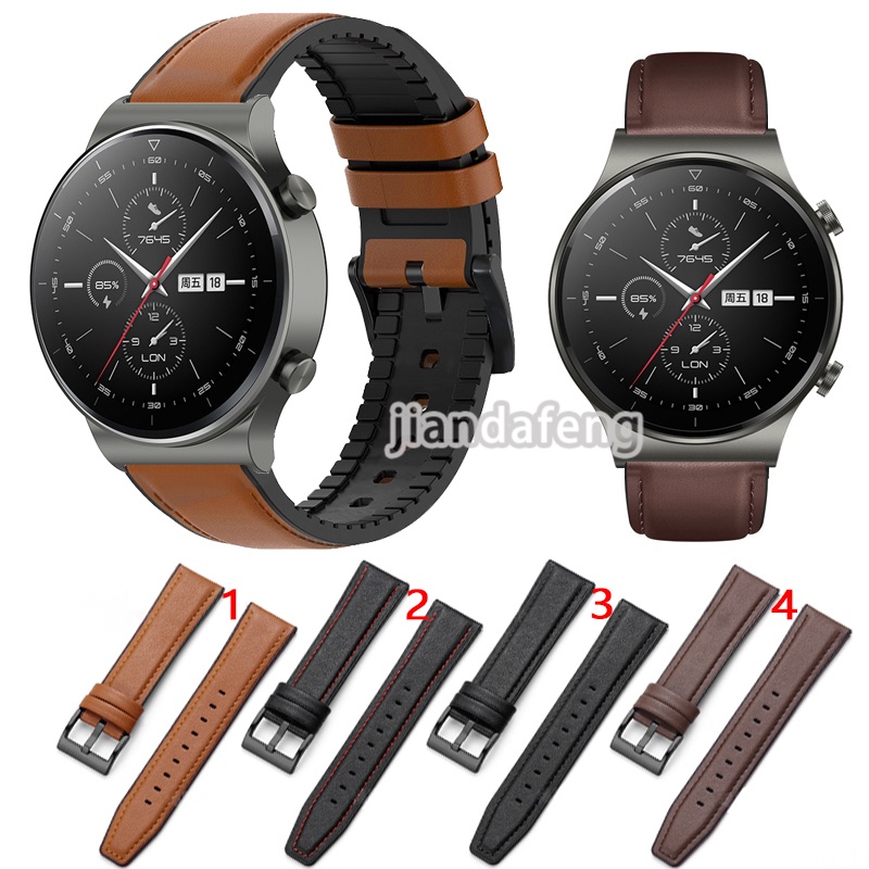 Leather Silicone Strap Sports Waterproof Band For HUAWEI WATCH GT2 Pro ...