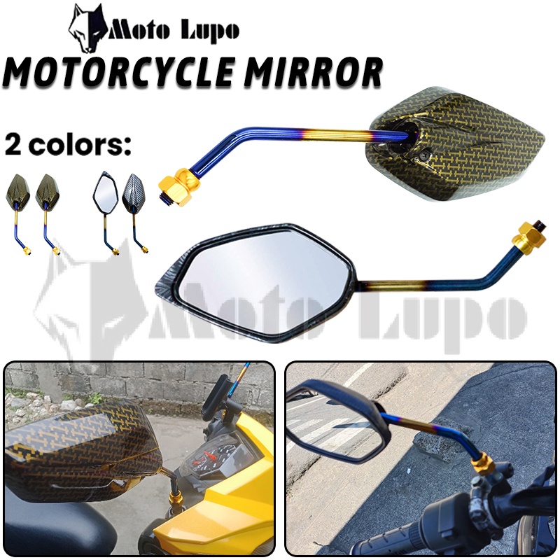 Motorcycle Side Mirror Carbon Fiber Universal Back/Side Mirror Long ...
