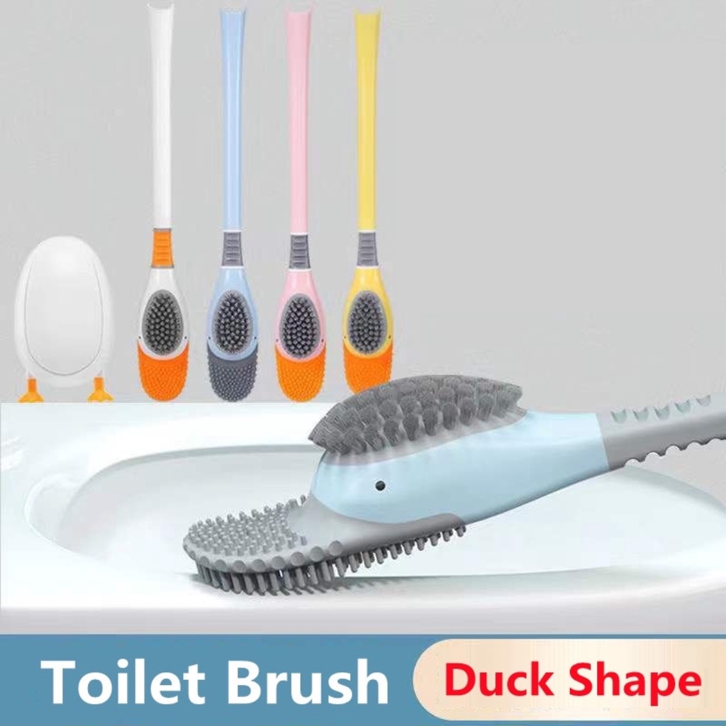 SILICONE CUTE DIVING DUCK SHAPE CLEANING TOILET BRUSH WALL MOUNTED ...