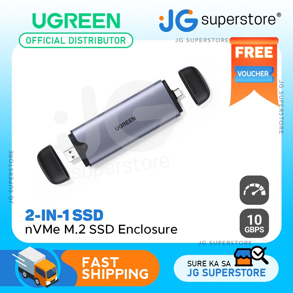 UGREEN 2-In-1 USB-A and USB-C M.2 (M/M&K-Key) External SSD Solid State ...