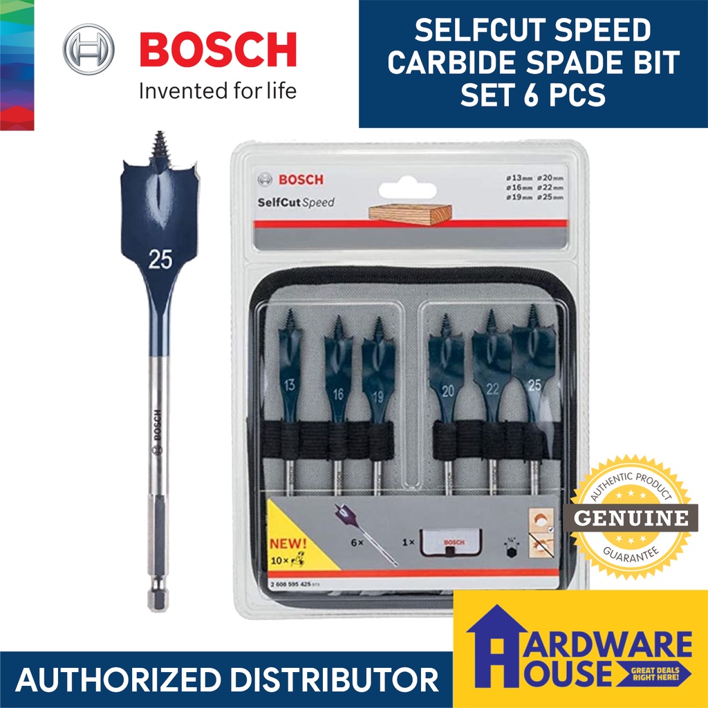 ORIGINAL Bosch Carbide Spade Drill Bit Set 6PC Selfcut Speed Expert for ...