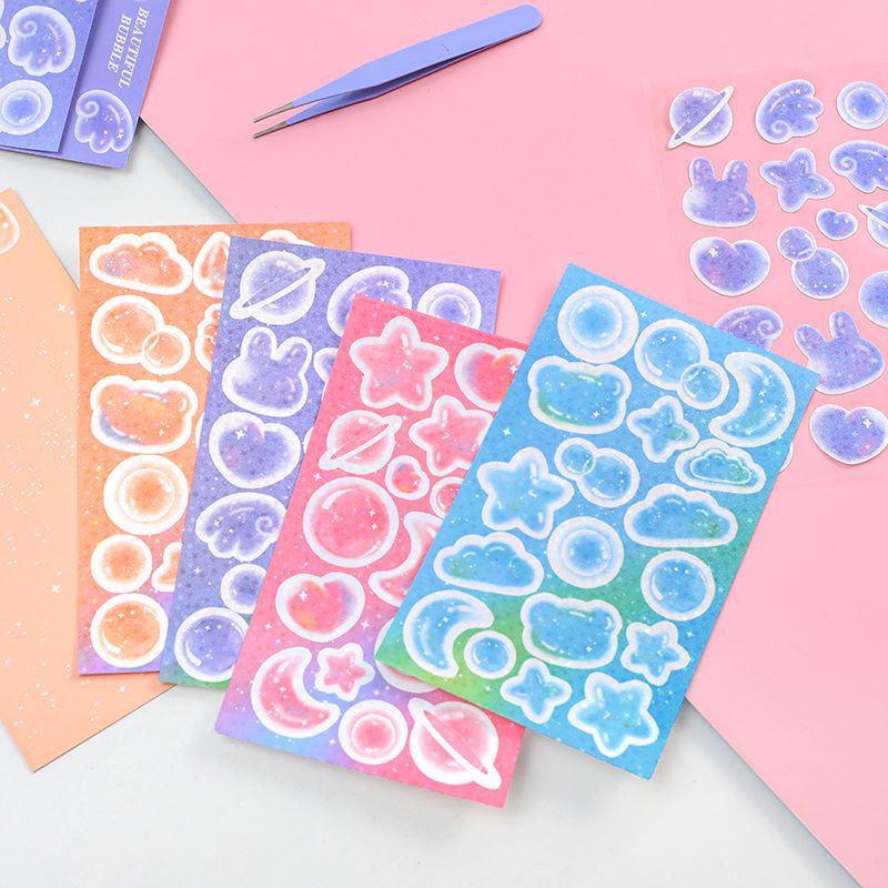 1 pcs Laser Color Bubbles Stickers Stationery Stickers Laptop And Water ...