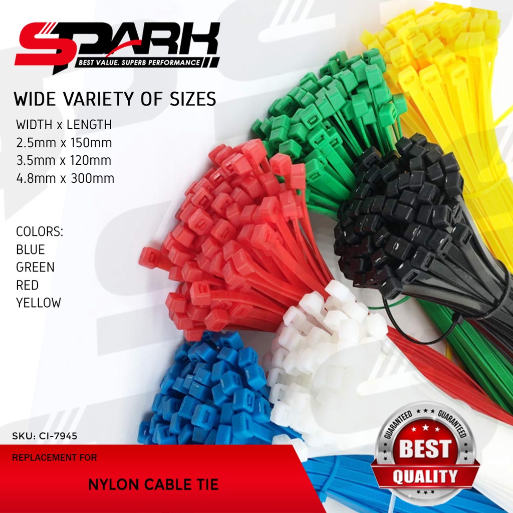 (100pcs) 6 inches / 150mm length Heavy Duty Colored Nylon Cable Tie Zip ...