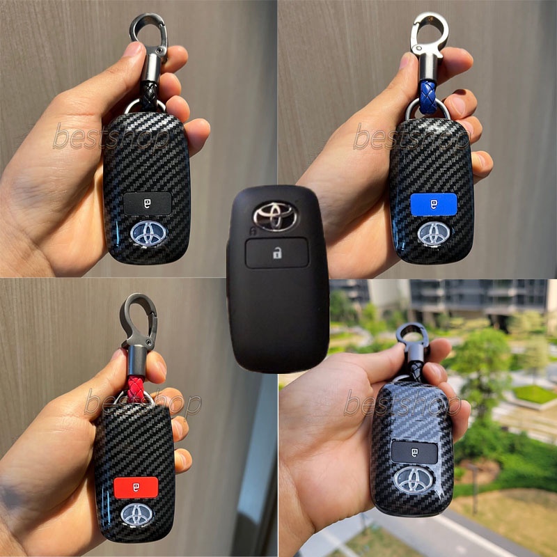 Carbon Fiber Car Key Cover Case Shell For Toyota Raize Avanza 2022 ...