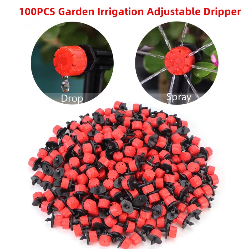 100PCS Garden Irrigation Nozzle Adjustable Dripper Sprinkler Emitter ...