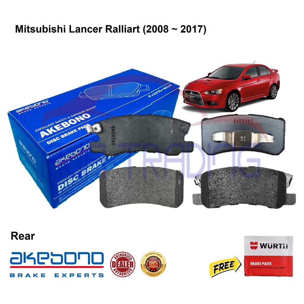 Genuine Akebono Rear Brake Pads for Mitsubishi Lancer Ralliart (2008 ...
