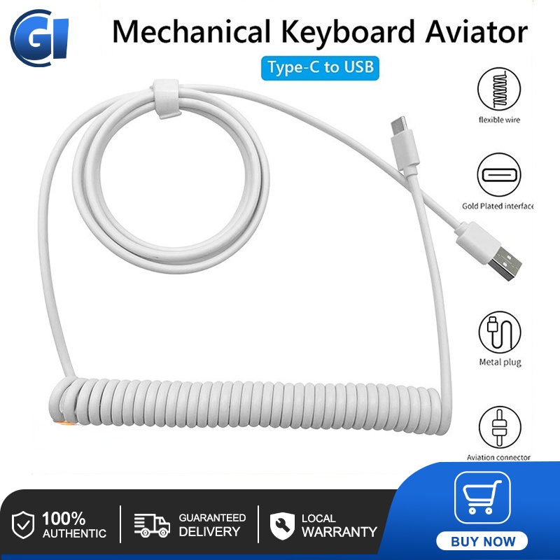Mechanical Keyboard Data Cable Type-C to USB Coiled Spring Charging ...