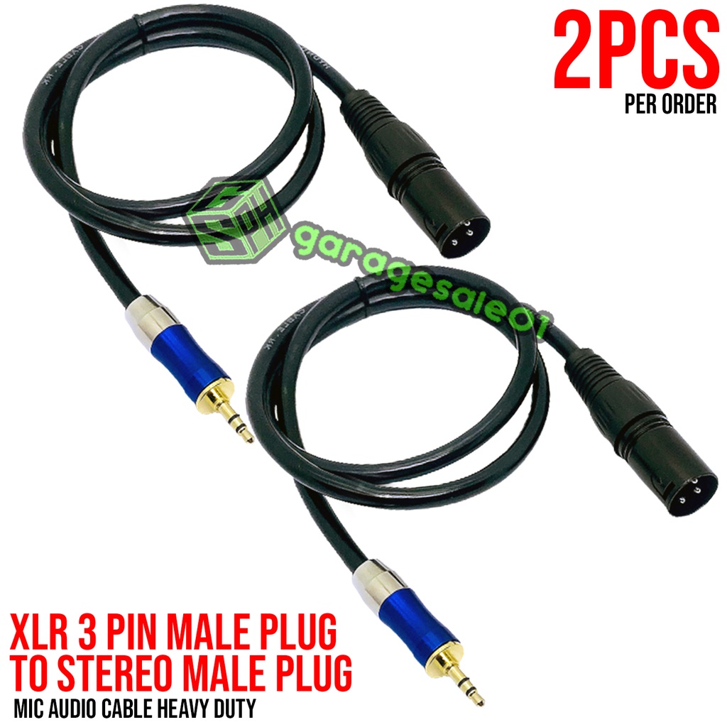 2PCS Stereo Male Plug to 3 Pin XLR Male Mic Audio Cable 3.5mm | Shopee ...