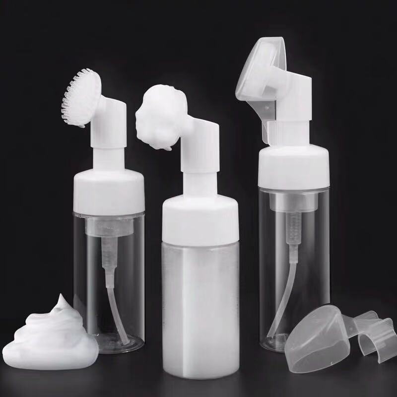 Mousse Foaming Bottle With Brush Pump Press Silicone Face Brush Foaming ...