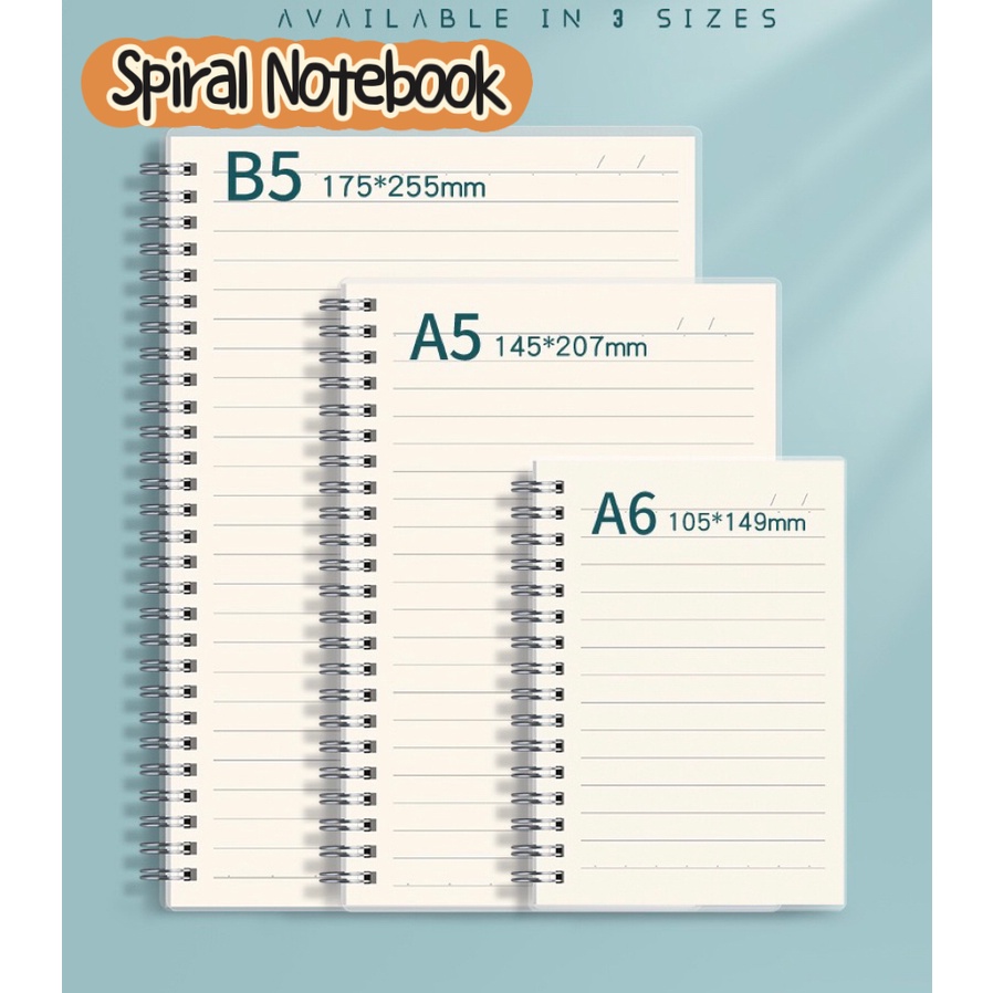 Spiral Notebook A5 A6 B5 A4 PP Frosted Coil Notebook White PP Cover ...