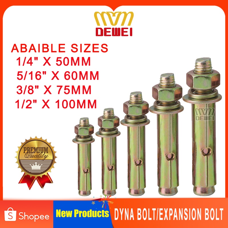Dynabolt 1/4", 5/16", 3/8",1/2" Expansion Anchor Bolt with Sleeve ...