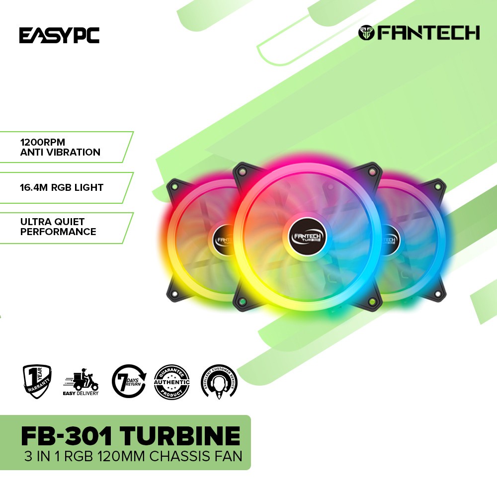 EasyPC | Fantech FB-301 Turbine 3 in 1 RGB 120mm Chassis Fan | Shopee ...