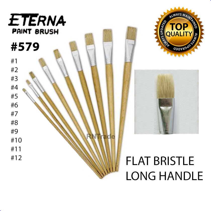Eterna Brush Flat Bristle Long Handle Pure Bristle Artist Brush #579 No ...
