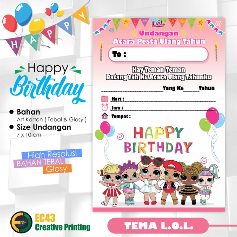 Lol Theme Birthday Invitation Invitation 10pcs+plastic Opp Seal ...