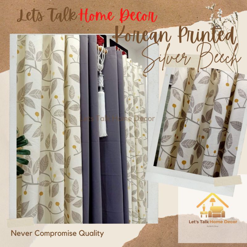 Silver Beech Printed Korean Curtains 7ft sold per pc | Shopee Philippines