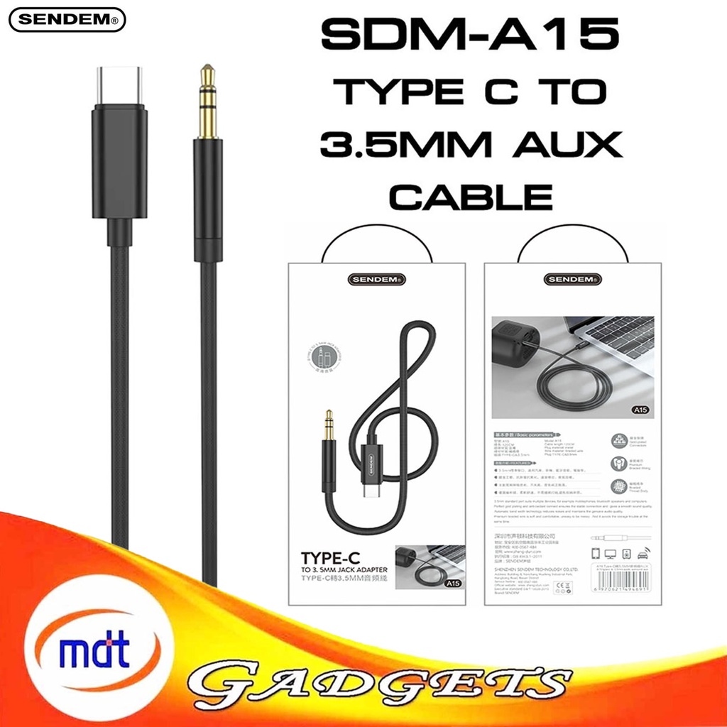 SENDEM A15 LN/Type-C to 3.5mm Jack Adapter AUX Audio Cable | Shopee ...