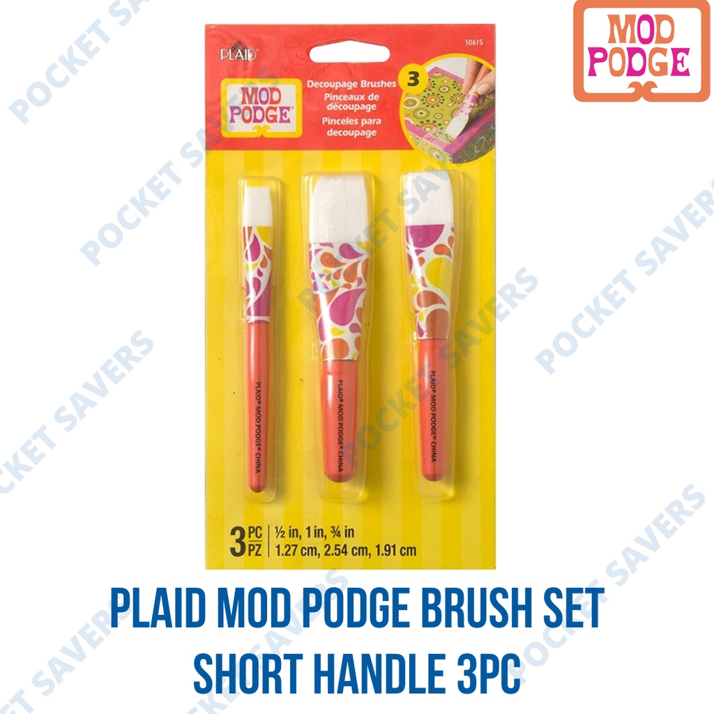 MOD PODGE Short-Handle Brush Set of 3 (3-Piece Decoupage Brushes ...